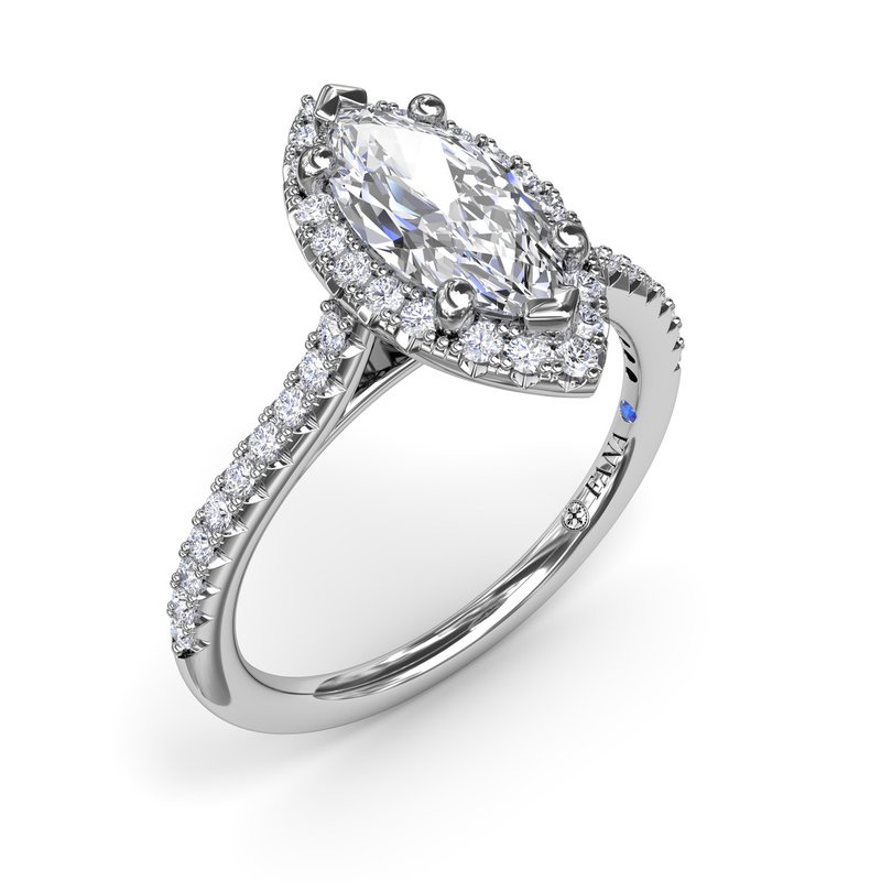Delicate Marquise Halo And Pave Band Engagement Ring S3792-MQ-100CT - Fana