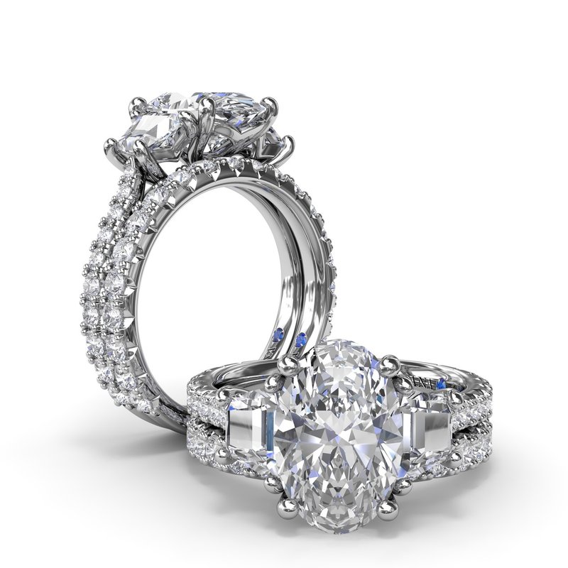 Bold Three Stone Oval Diamond Engagement Ring S4278 - Fana