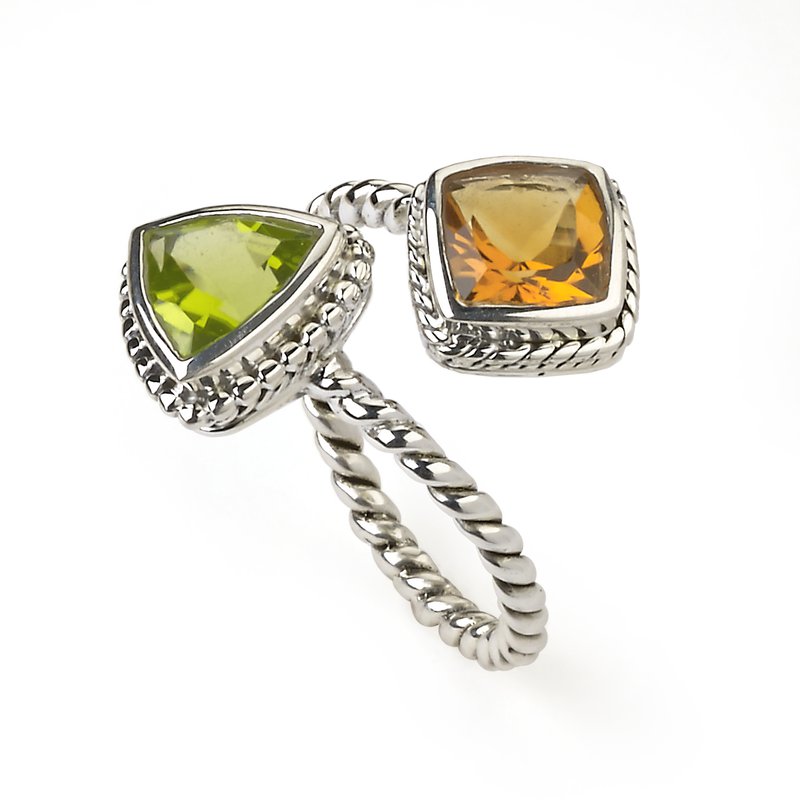 Samuel B STERLING SILVER MULTI SHAPE CITRINE AND PERIDOT BYPASTERLING ...