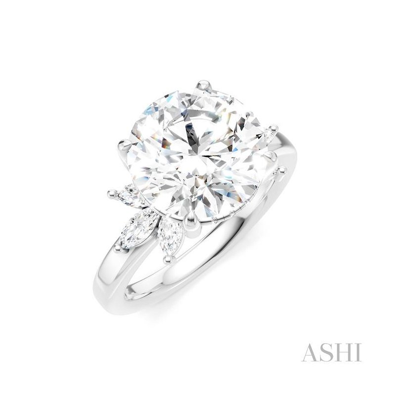 ASHI Round Shape Semi-Mount Diamond Engagement Ring 198B3SWFHWG-SM-RD4 ...