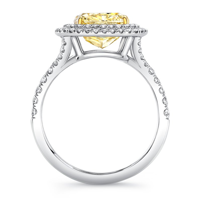 Uneek Cushion-Cut Fancy Yellow Engagement Ring with Double Halo LVS926 ...