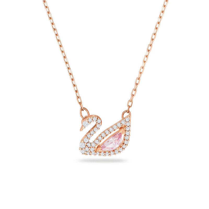 Swarovski Swan necklace, Swan, Pink, Rose gold-tone plated Swarovski Swan necklace, Swan, Pink, Rose gold-tone plated