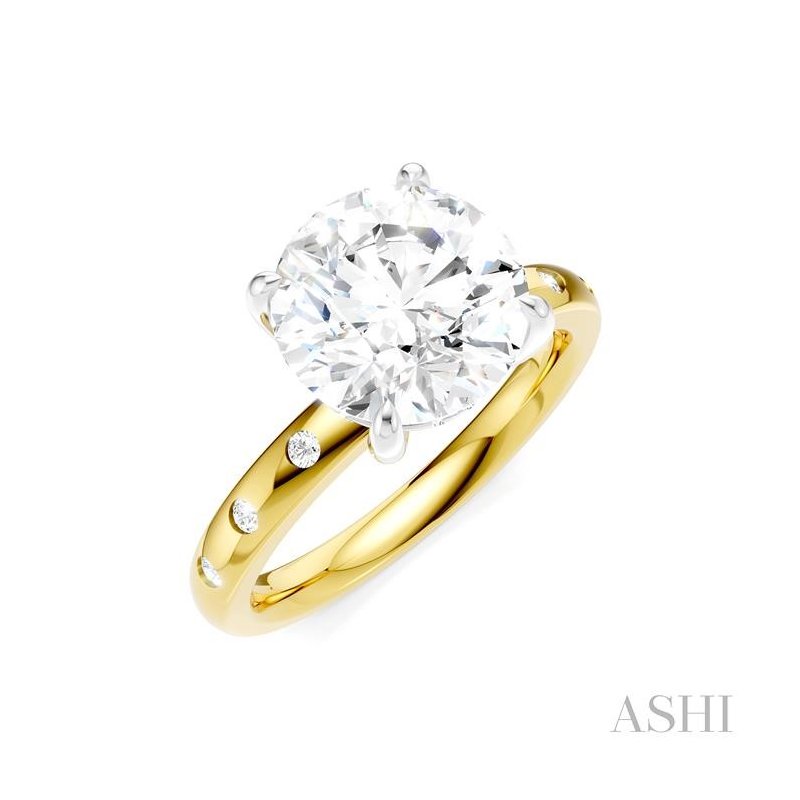 ASHI Round Shape Semi-Mount Diamond Engagement Ring 196B8SWFHYW-SM-RD3 ...