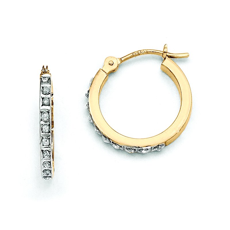 Quality Gold 14k Diamond Fascination Small Hinged Hoop Earrings DF172 Wrights Jewellers