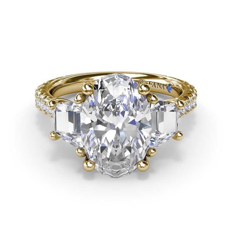 Bold Three Stone Oval Diamond Engagement Ring S4278 - Fana
