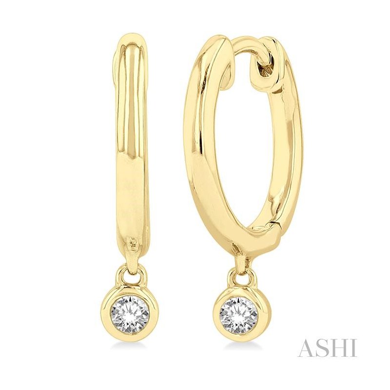 Bezel Set Petite Diamond Huggie Fashion Earrings