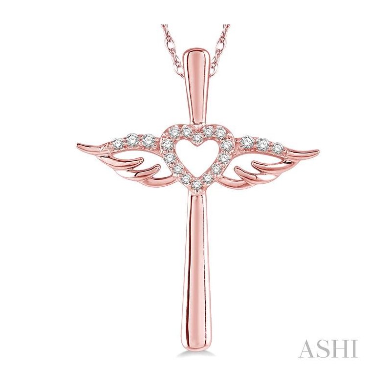 ASHI Angel Wings Heart Shape Cross Diamond Pendant 958A8HDTSPDPG Hayden Jewelers