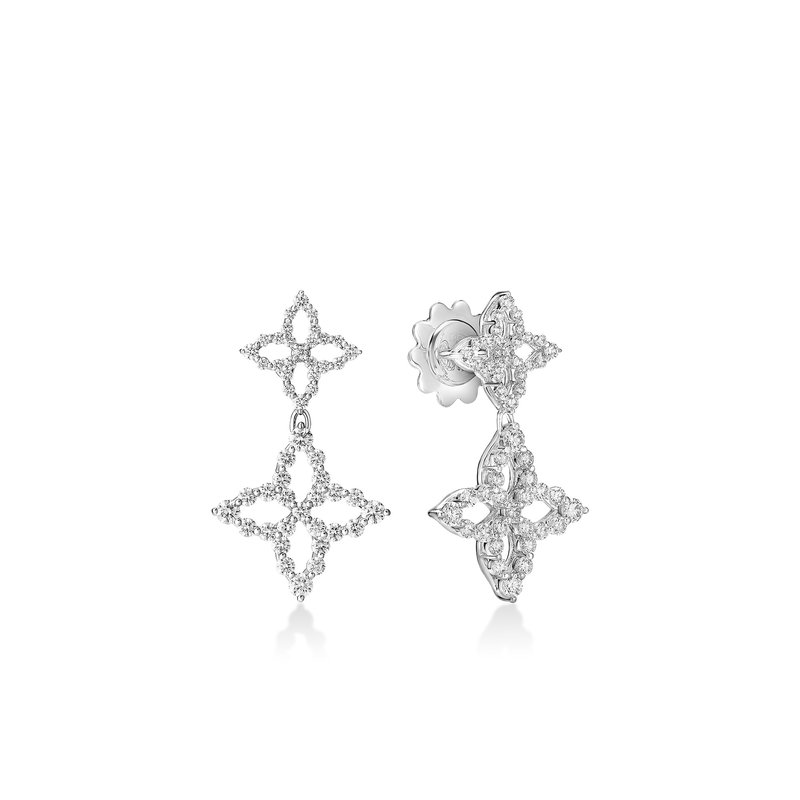 Roberto Coin Diamond Princess Outline Tapered Flower Drop Earrings ...