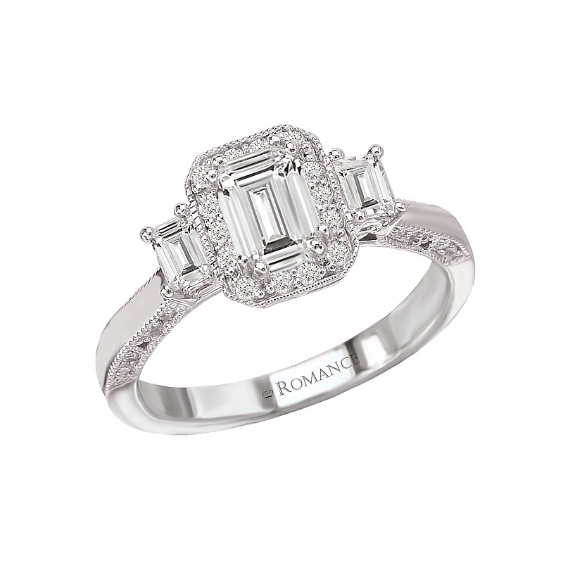 Romance Semi-Mount Diamond Halo Engagement Ring 117396-100K - KIM ...