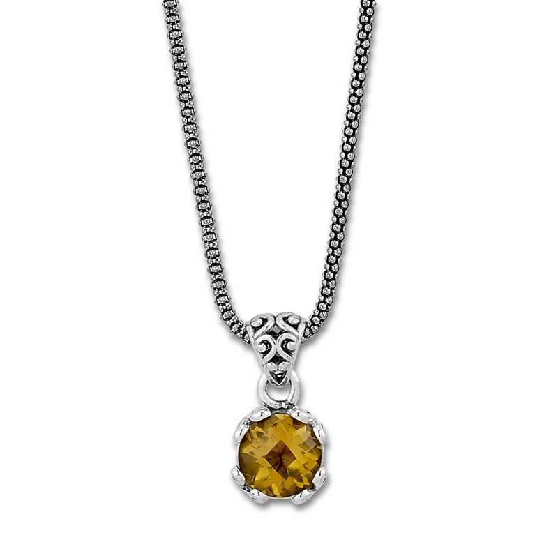 Samuel B STERLING SILVER 7MM ROUND CITRINE PENDANT ON CHAIN 59672P.SLCI ...