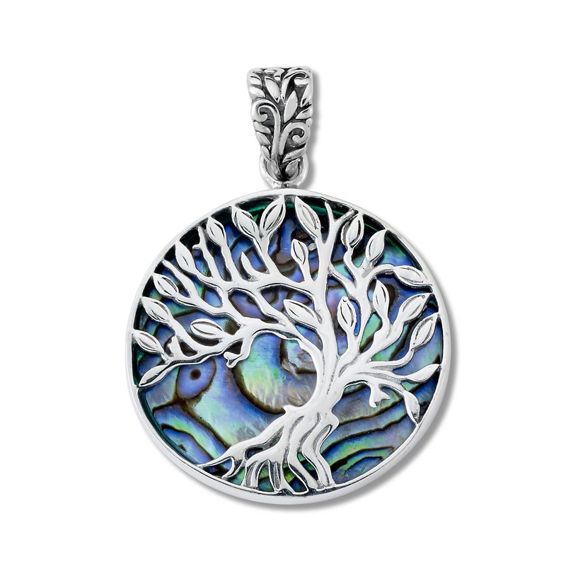 Samuel B STERLING SILVER ABALONE ROUND TREE OF LIFE PENDANT 62241P ...