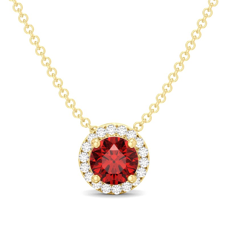 Birthstone Set - Ruby Halo Pendant Necklace RP22965-RUBY - Costar