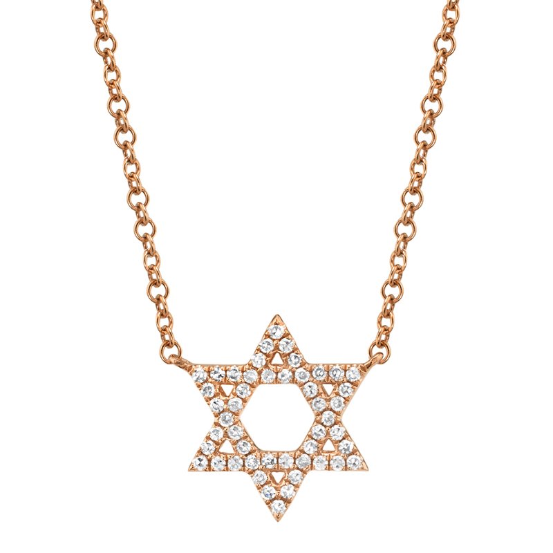 Shy Creation 0.11CT 14K R/G DIAMOND STAR OF DAVID NECKLACE SC55005243 ...