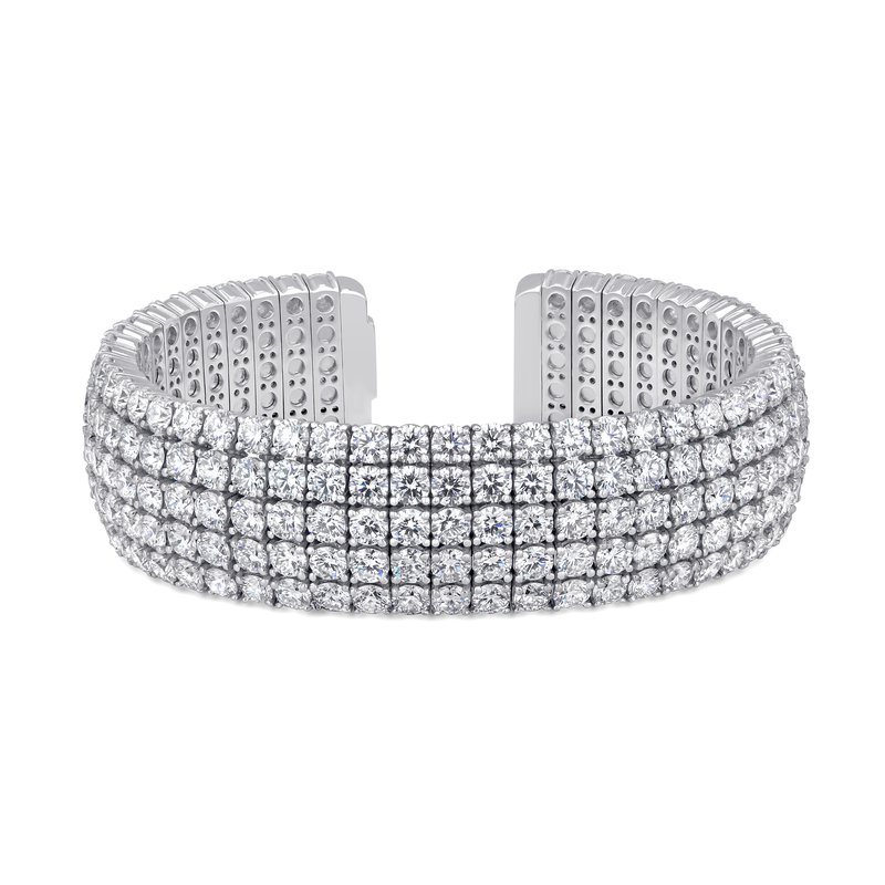 Uneek 5-Row Round Diamond Open Cuff Bracelet BA038 - BA038 - Uneek Jewelry