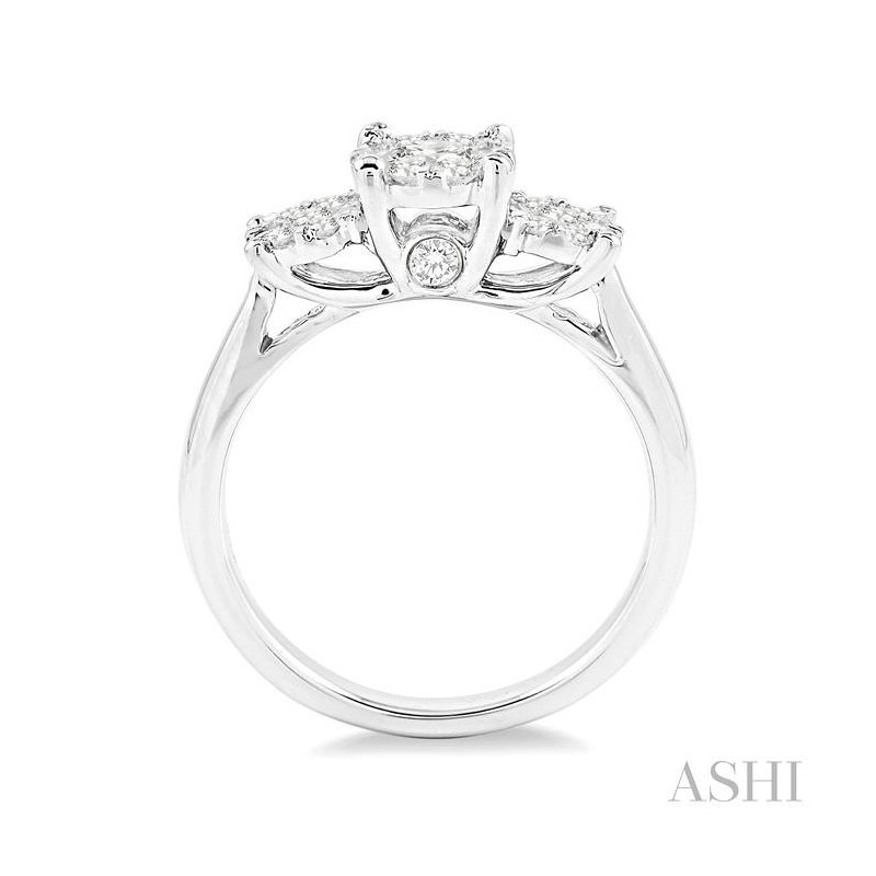 ASHI Round Shape Past Present & Future Lovebright Essential Diamond Engagement Ring 159E2DDFVWG ...