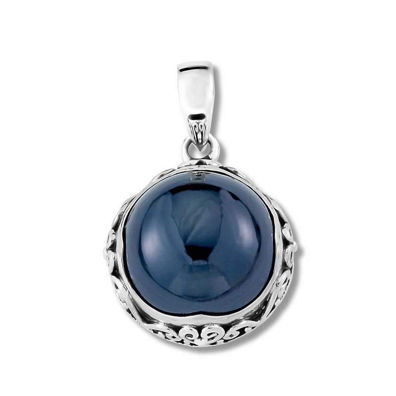 Samuel B STERLING SILVER ROUND 15MM BLACK ONYX PENDANT 56989P.SLON ...