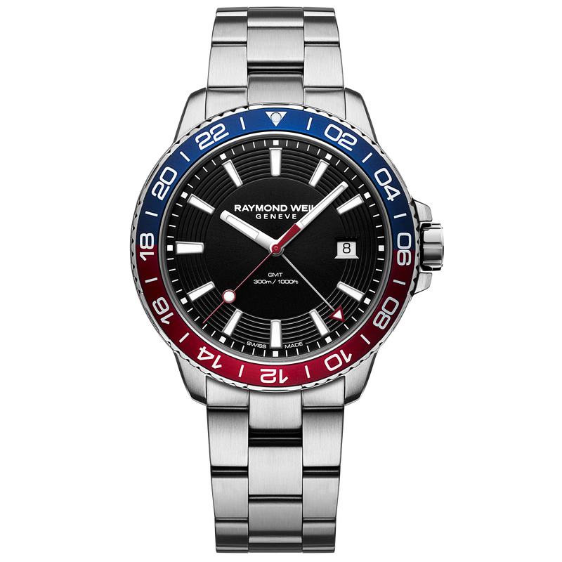 Tango 300 M's Quartz GMT Blue Red Diver Black Dial Stainless Steel ...