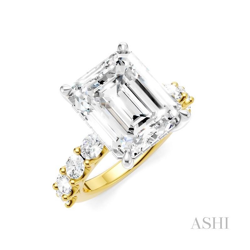 ASHI Emerald Shape Semi-Mount Diamond Engagement Ring 196ACPEFHYW-SM ...