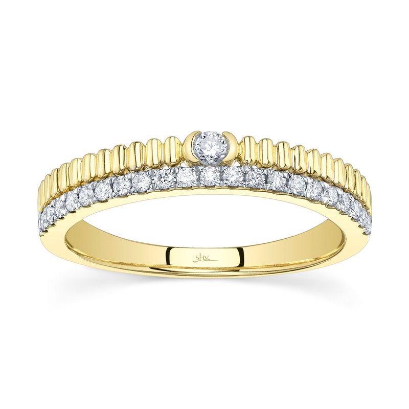 Shy Creation 0.23CT 14K Y/G DIAMOND RIBBED RING SC22009998 - Kingston ...