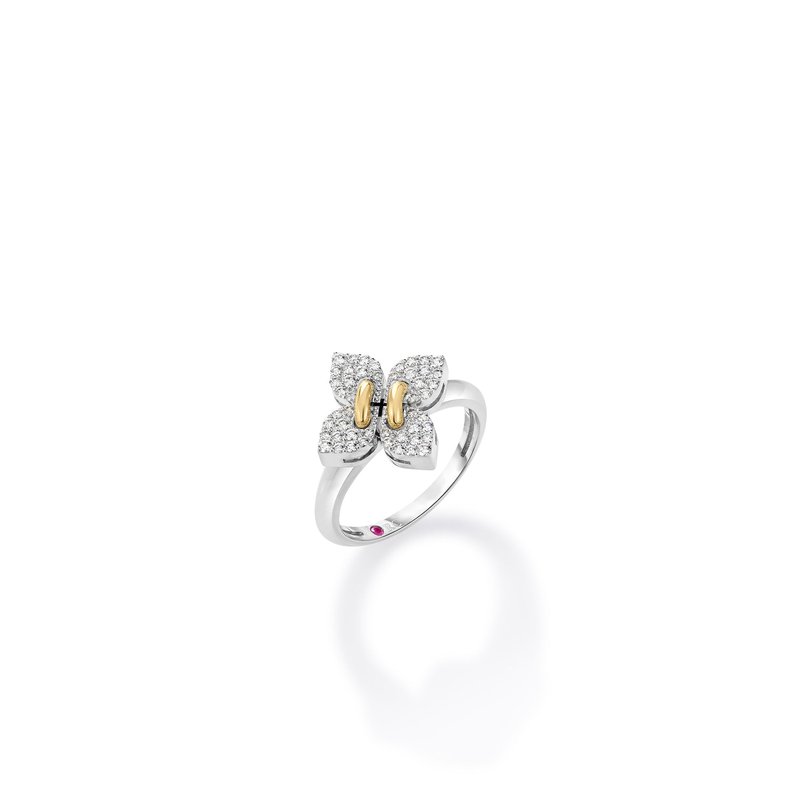 Love In Verona Small Pavé Diamond Flower Ring YELLOW-GOLD-LOVE-IN ...
