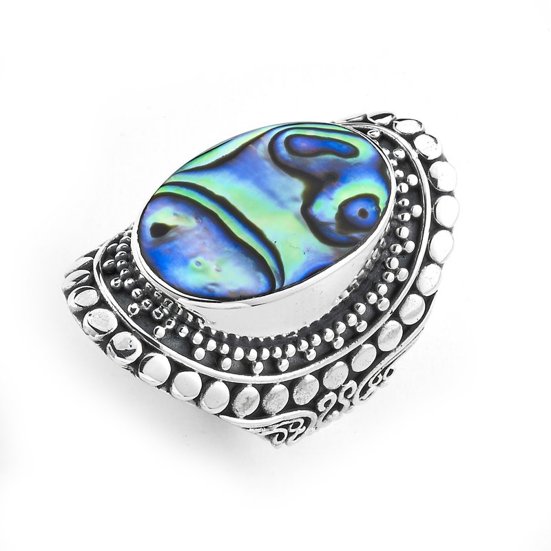Samuel B STERLING SILVER OVAL ABALONE DOT DESIGN RING 58873R.SLPAU ...