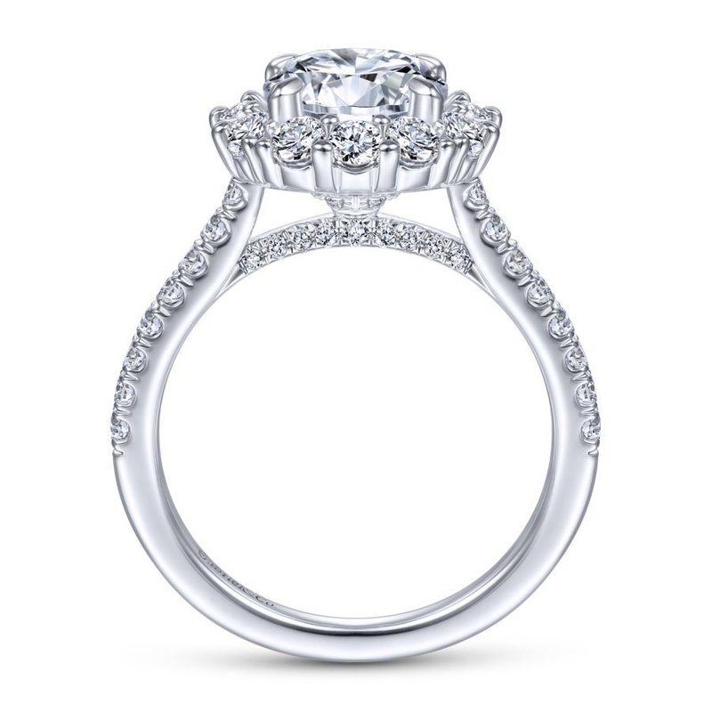 14K White Gold Round Halo Diamond Engagement Ring