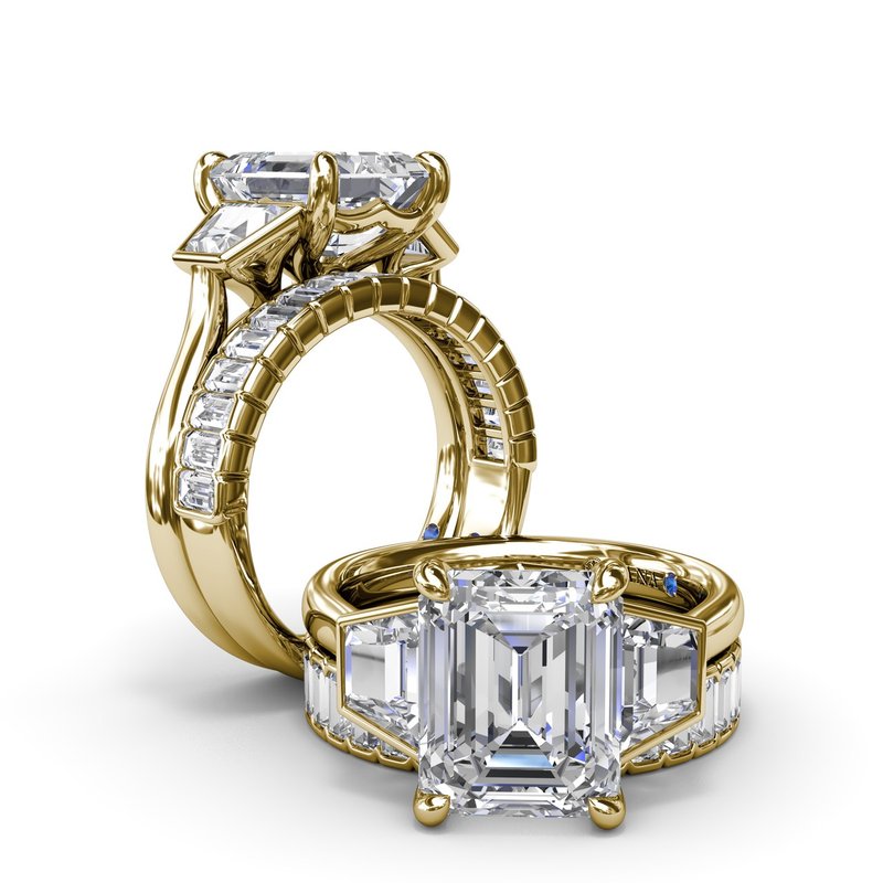 Three-Stone Trapezoid Diamond Engagement Ring S4376 - Fana