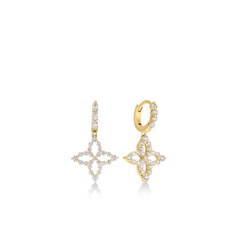 Diamond Princess Outline Small Tapered Flower Drop Earrings DIAMOND ...