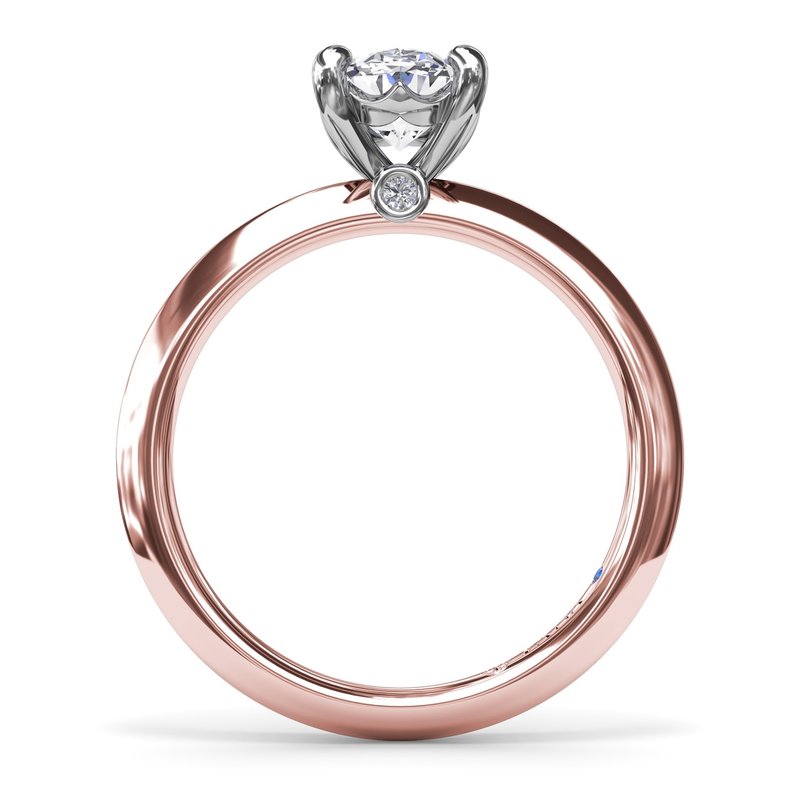 Two-Toned Solitaire Knife-Edge Diamond Engagement Ring S4348 - Fana