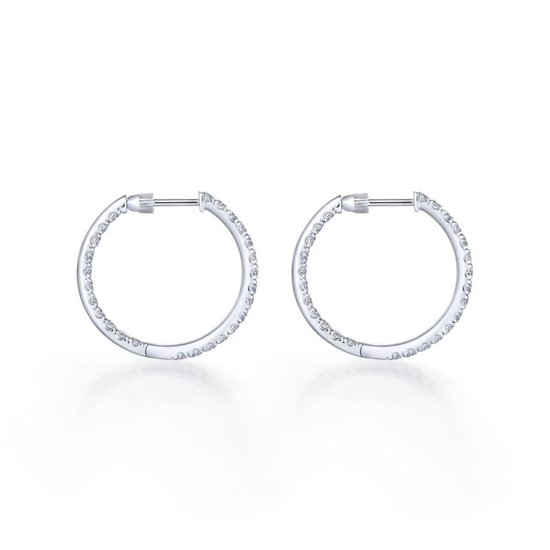 Gabriel Fashion 14K White Gold French Pave 20mm Round Inside Out ...