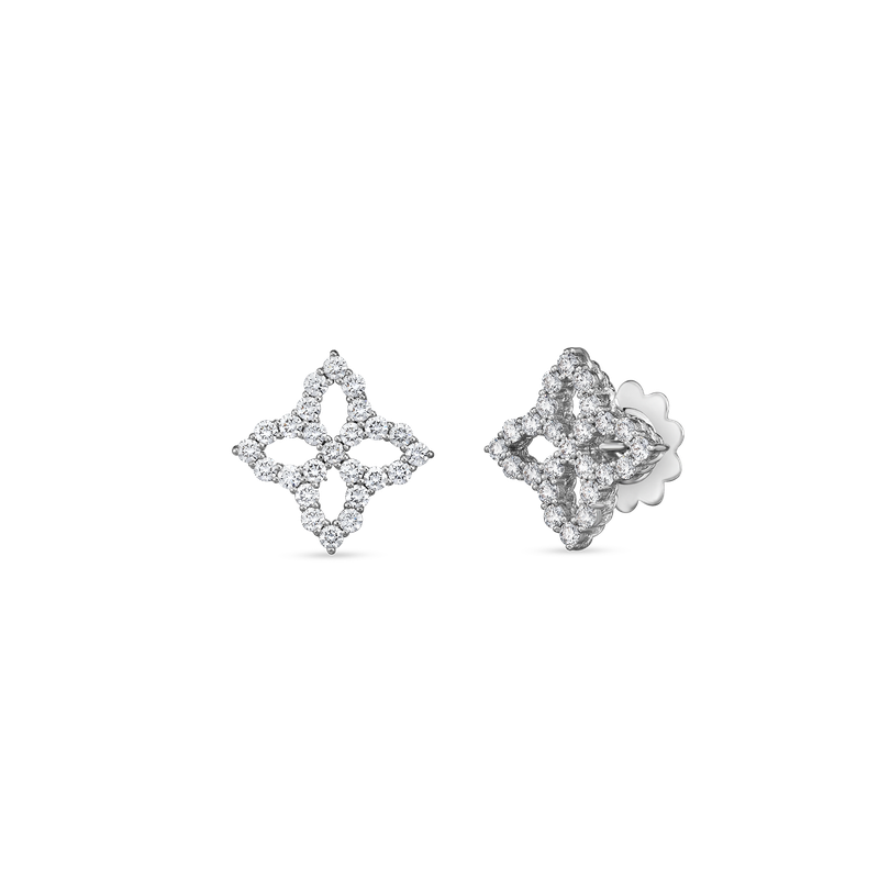 Roberto Coin Diamond Princess Outline Flower Medium Stud Earrings ...