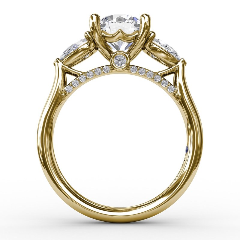 Classic Three-Stone Engagement Ring With Pear-Shape Side Diamonds S3226 ...
