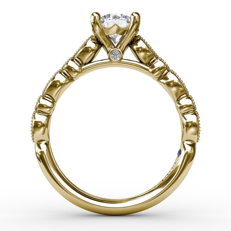Round Diamond Solitaire Engagement Ring With Milgrain Details S3346 - Fana