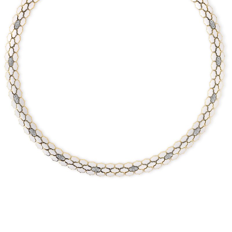 Cobra Diamond And White Enamel Collar Necklace COBRA-DIAMOND-WHITE ...