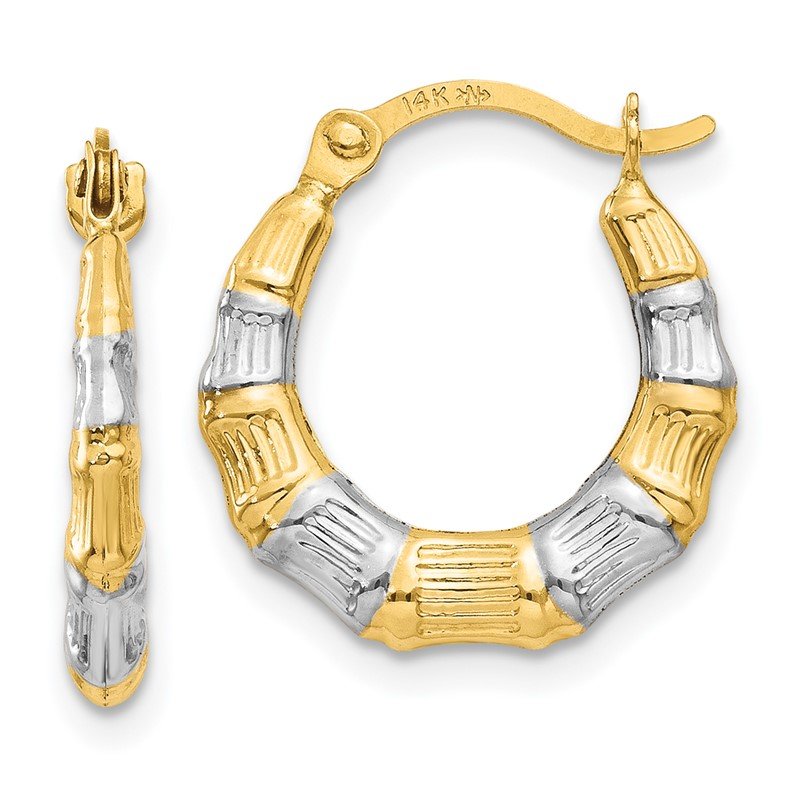 14kt gold bamboo hoop earrings store