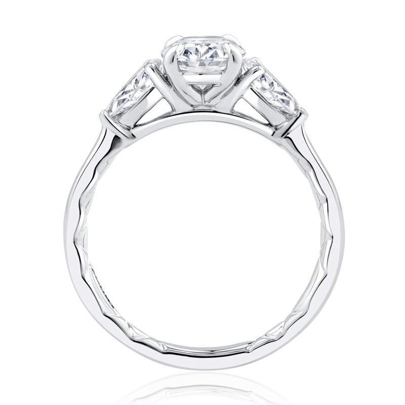 A.JAFFE Modern Three Stone Round Center Diamond Engagement Ring with ...