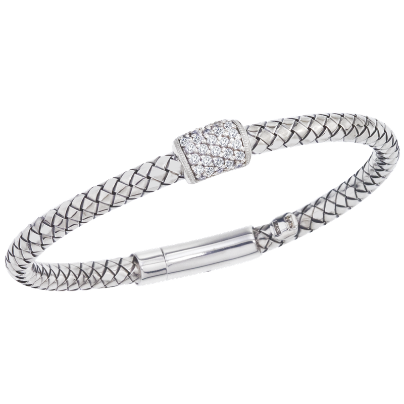 Diamond Bar Sterling Traversa Locking Bracelet VHB 1275 D - Alisa