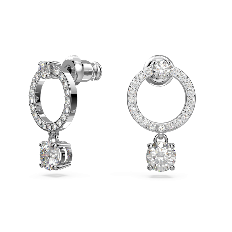 Swarovski Attract hoop earrings Round cut White Rhodium plated 5563278 Bradley Gough Diamonds