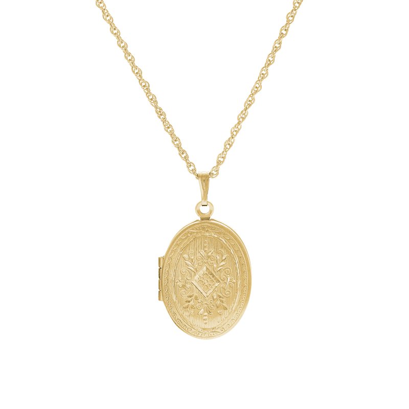 Kelly Waters Gold Finish Oval Patterned Locket with Bezel Inserts ...