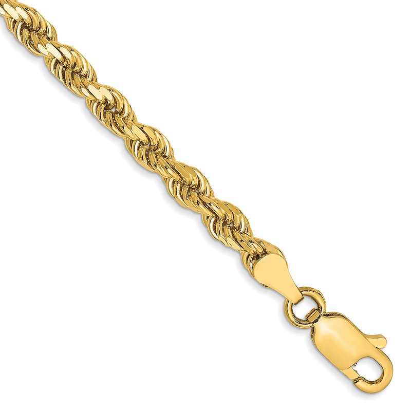Quality Gold 14K 16 inch 3.5mm Diamond-cut Rope with Lobster Clasp ...