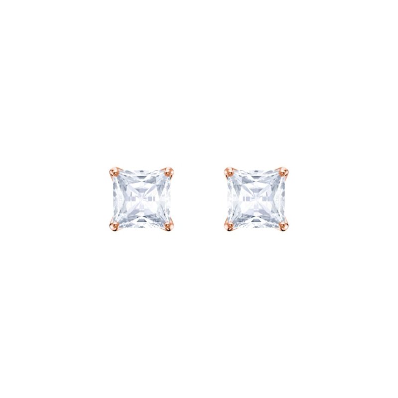 Swarovski Attract Stud Pierced Earrings White Rose gold tone plated 5431895 Savoy s Jewellers