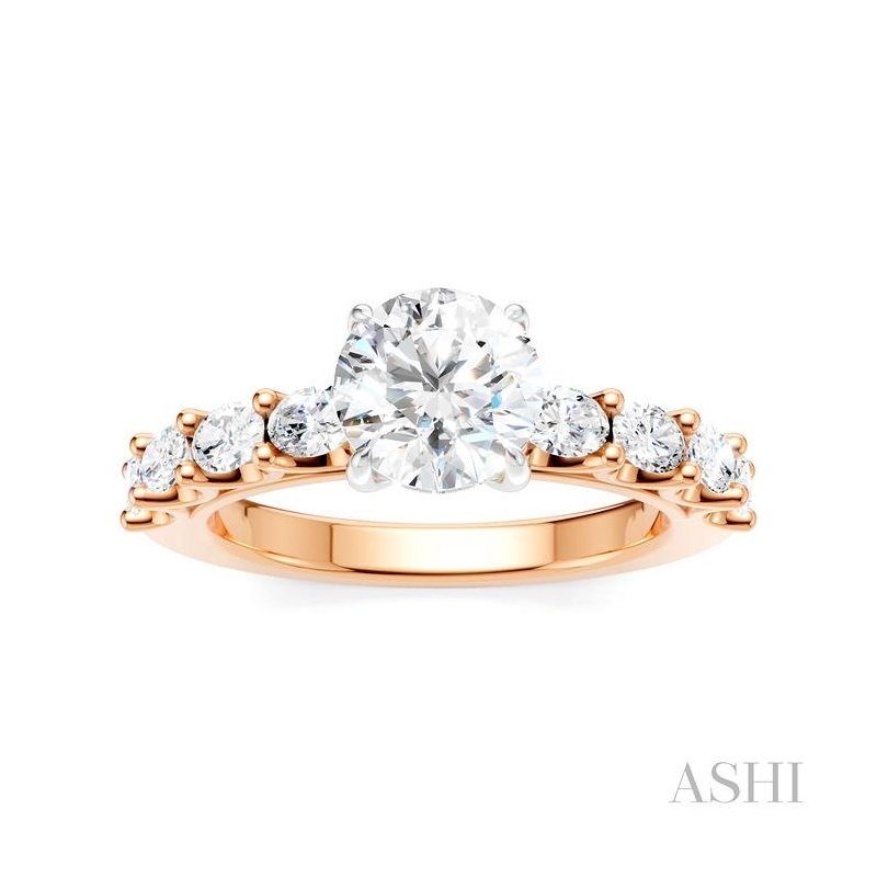 ASHI Round Shape Semi-Mount Diamond Engagement Ring 196A2SWFHPW-SM-RD1 ...