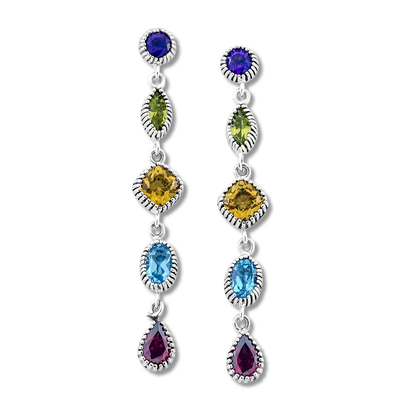 Samuel B STERLING SILVER MULTI GEMSTONE DROP EARRINGS 62303E.SLM - Schnacks Fine Jewelry