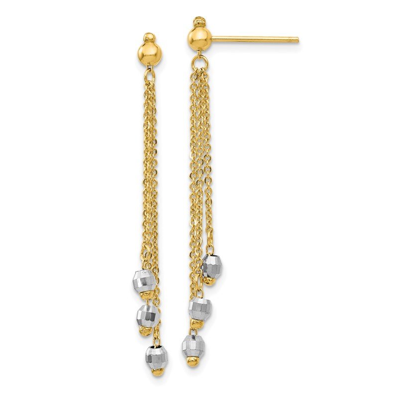 Quality Gold 14K Two tone Cable Chain Faceted Bead Earrings TH555 East Tennessee Diamond Company