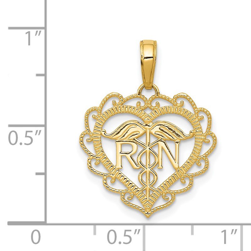 Quality Gold 14k RN Registered Nurse Heart Pendant K4932 Nacols Jewelry