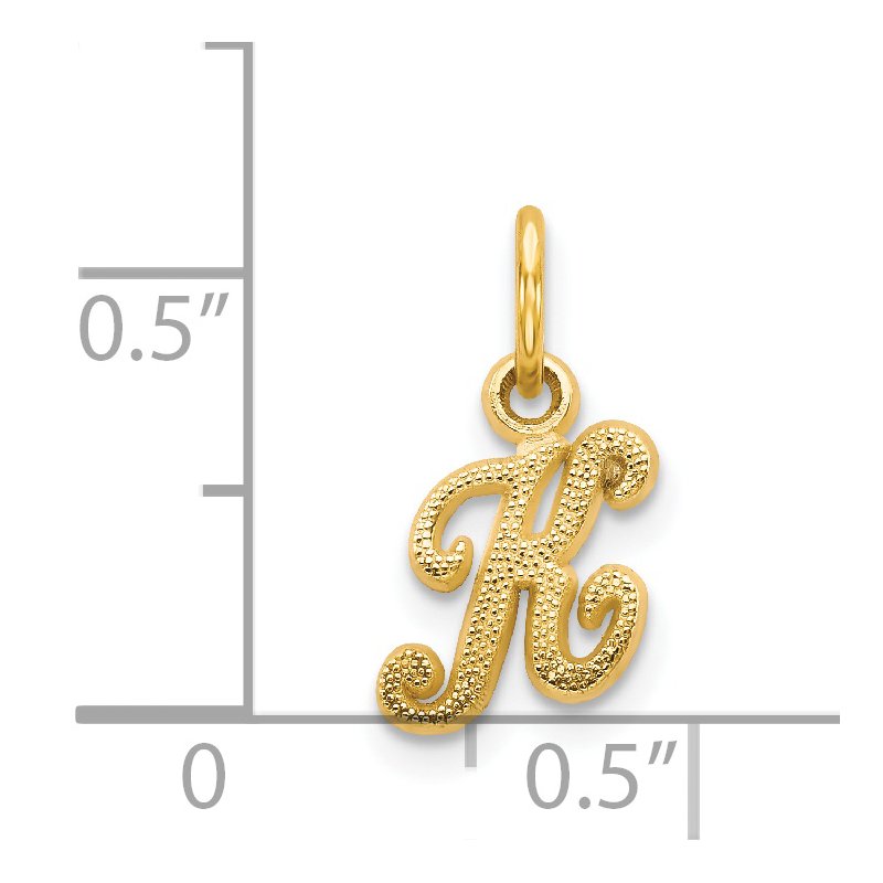 14KY Script Letter K Initial Charm