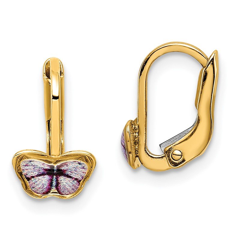 14K Children s Enamel Butterfly Hoop Earrings