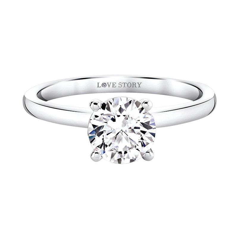 Love Story Diamonds 14K White Gold Peghead Solitaire Plain Shank ...
