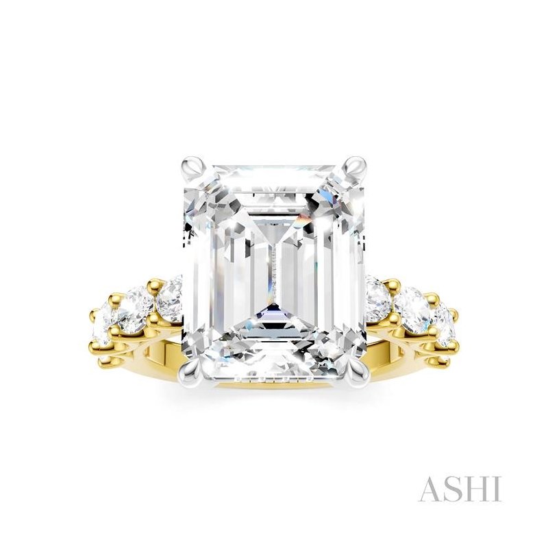 ASHI Emerald Shape Semi-Mount Diamond Engagement Ring 196ACPEFHYW-SM ...