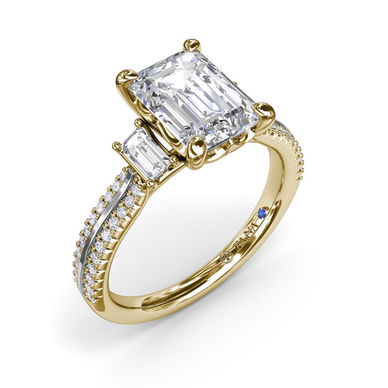 Two tone emerald cut engagement ring store